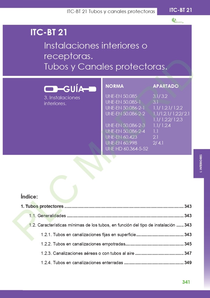 ITC-BT-21 – Tubos y canales protectoras | PLC Madrid