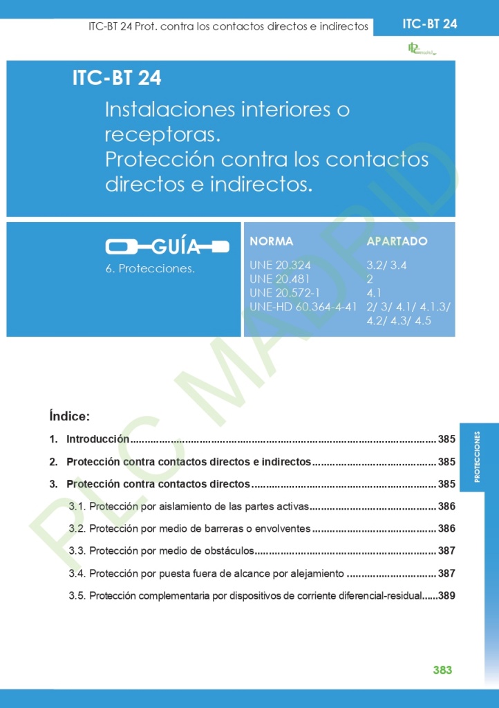 ITC-BT-24 – Protección contra los contactos directos e indirectos - PLC Madrid