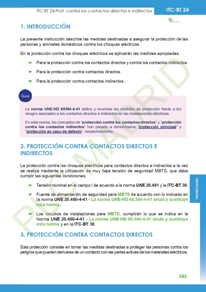 ITC-BT-24 – Protección contra los contactos directos e indirectos - PLC Madrid