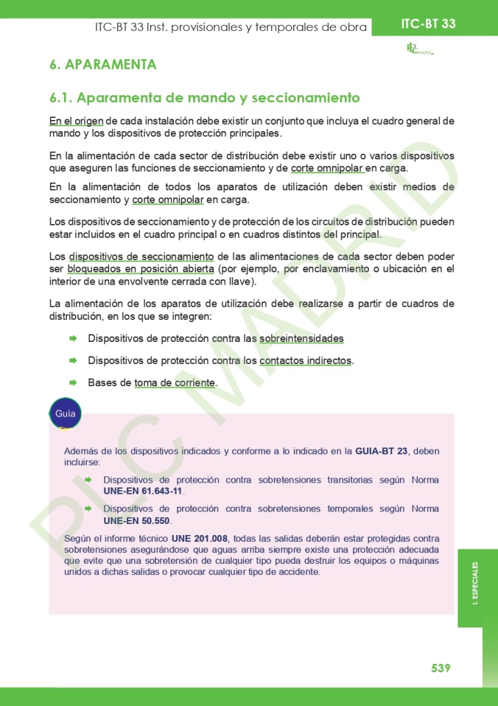 ITC-BT-33 – Instalaciones provisionales y temporales de obra - PLC Madrid