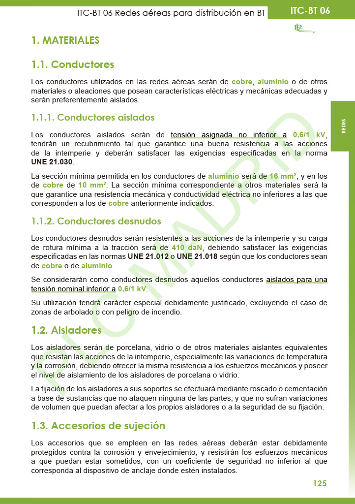 ITC-BT-06 – Redes aéreas para distribución en baja tensión - PLC Madrid