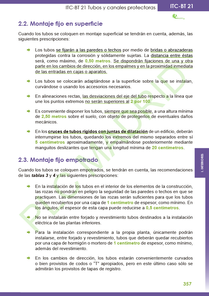 ITC-BT-21 – Tubos y canales protectoras - PLC Madrid