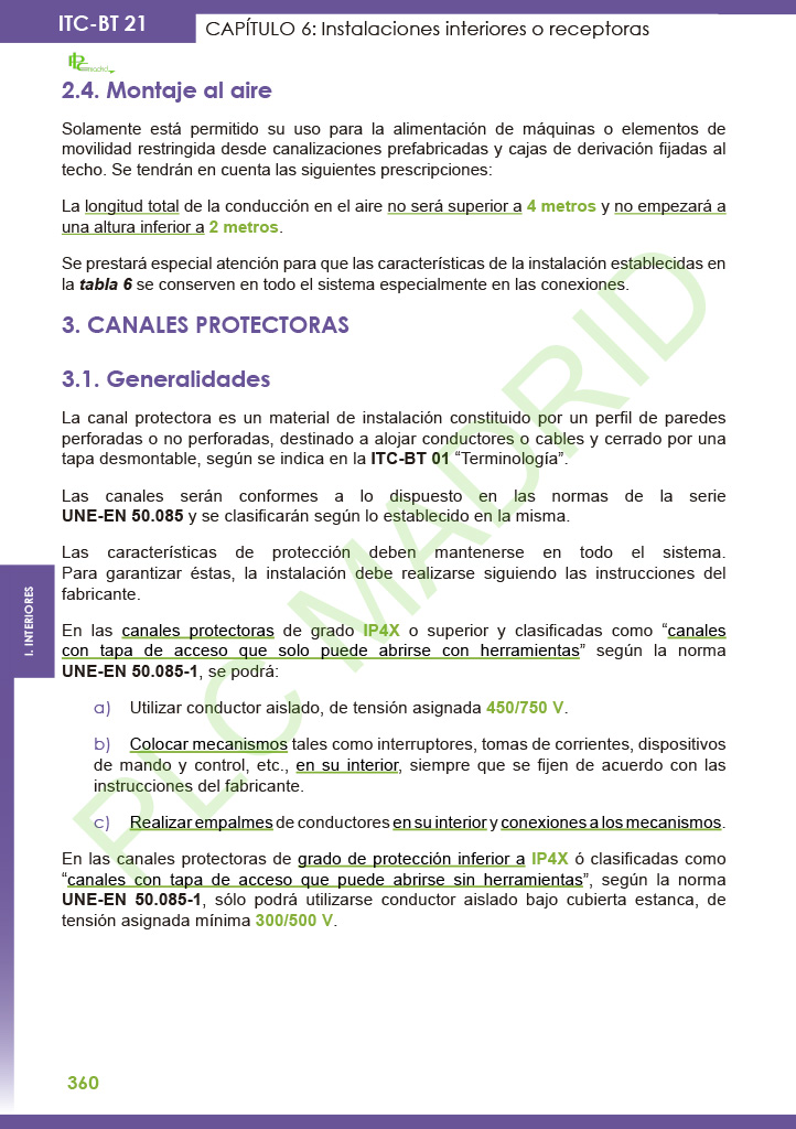 ITC-BT-21 – Tubos y canales protectoras - PLC Madrid