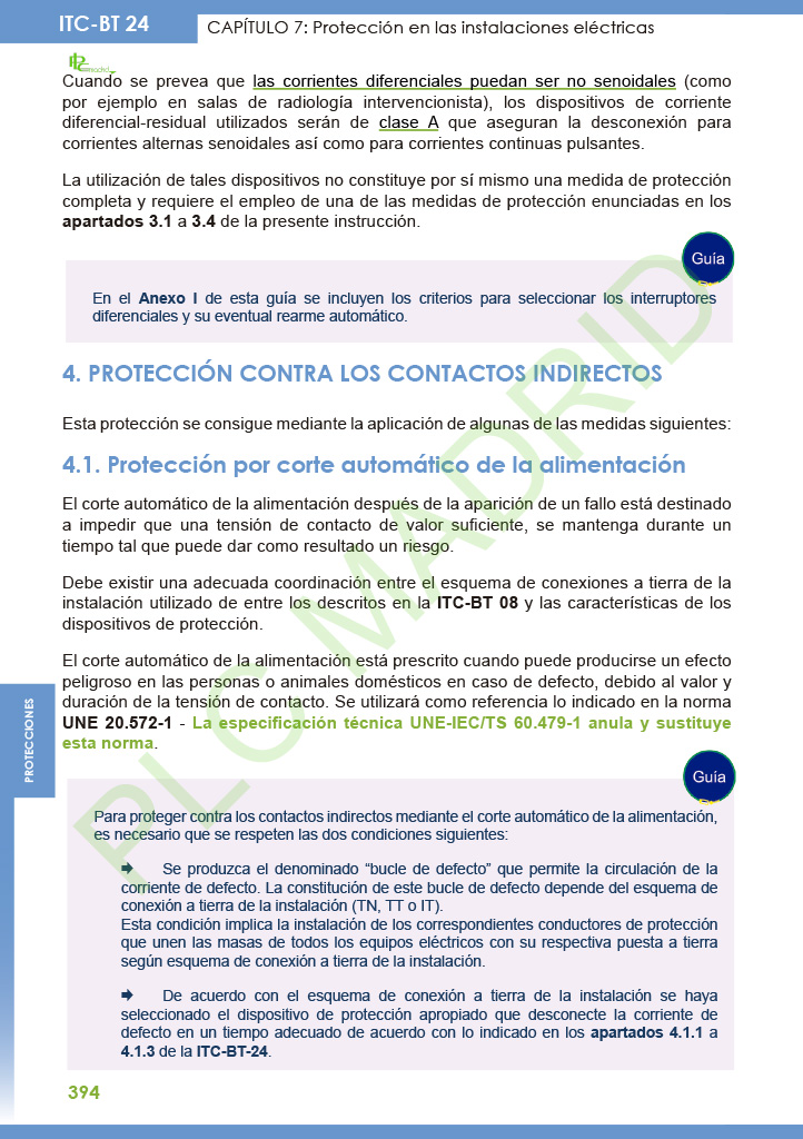 ITC-BT-24 – Protección contra los contactos directos e indirectos - PLC Madrid