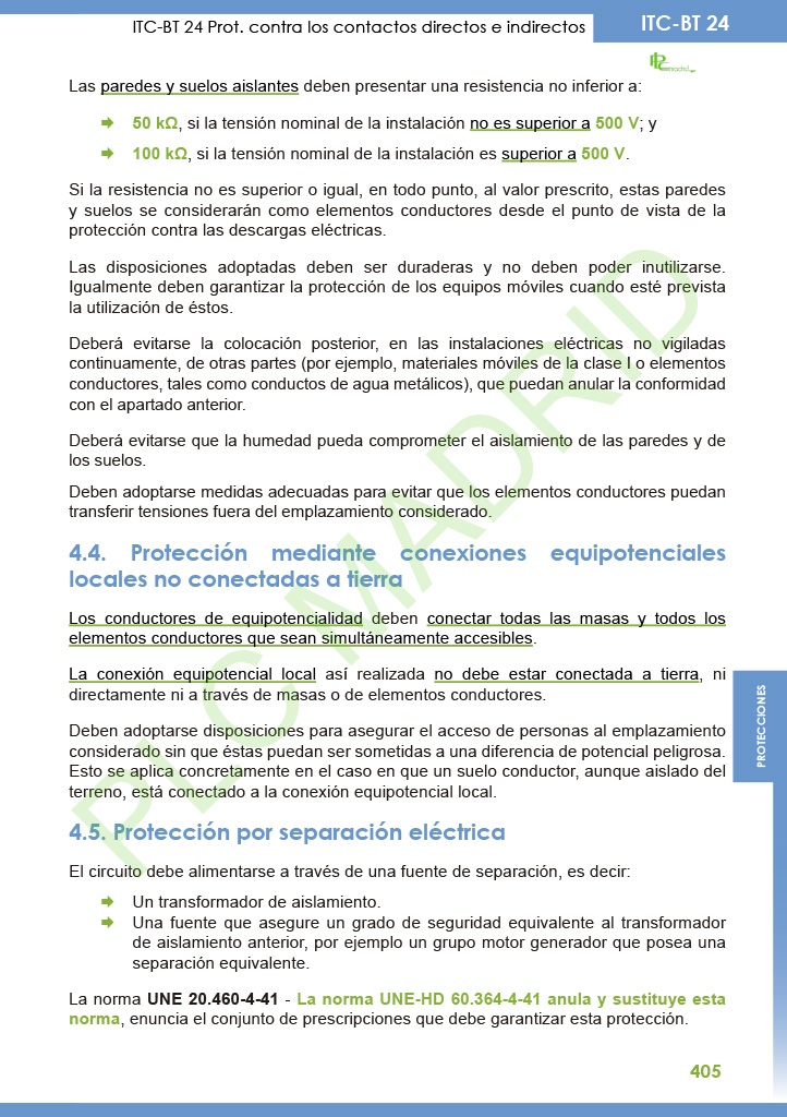 ITC-BT-24 – Protección contra los contactos directos e indirectos - PLC Madrid
