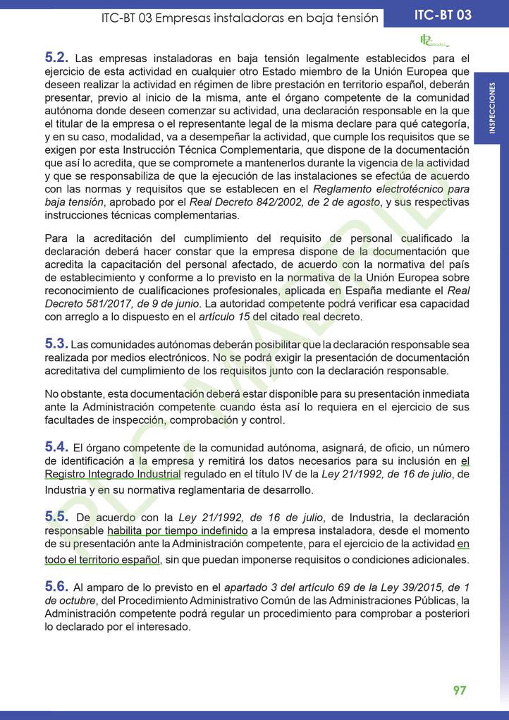 ITC-BT-03 – Empresas instaladoras en baja tensión - PLC Madrid