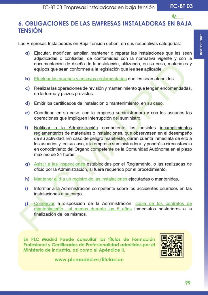 ITC-BT-03 – Empresas instaladoras en baja tensión - PLC Madrid